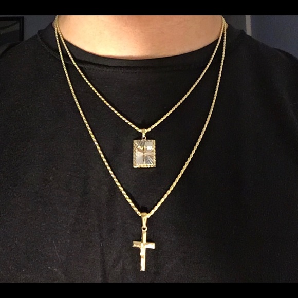 Accessories | Gold Rope Chain 2mm With Jesus And Cross Set | Poshmark